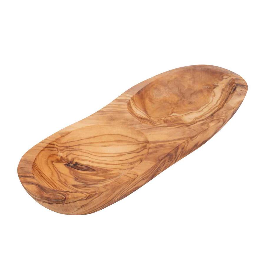 Olajfából készült termékek Olajfa dupla rekeszes tál - 19 cm